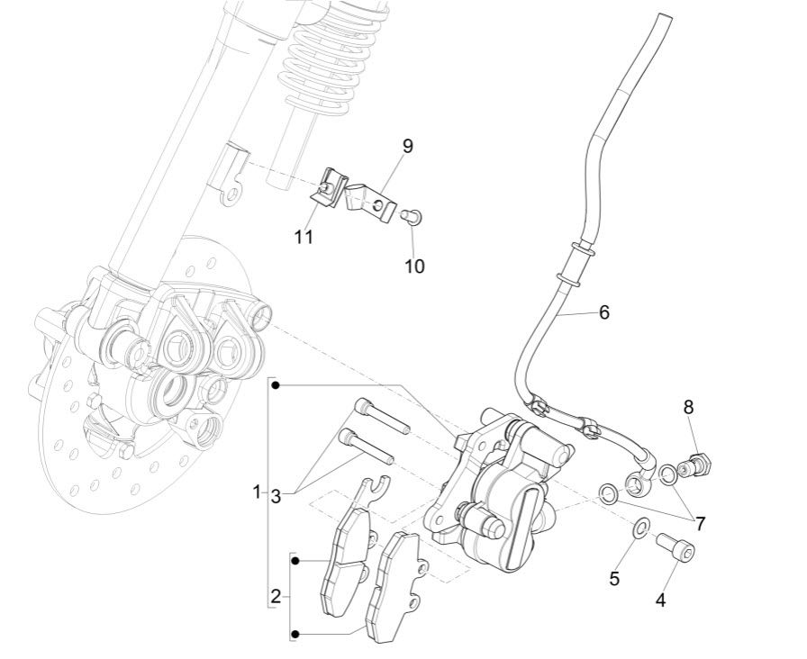 ScooterWest.com - Vespa Primavera 150 3V Front Brakes & Caliper